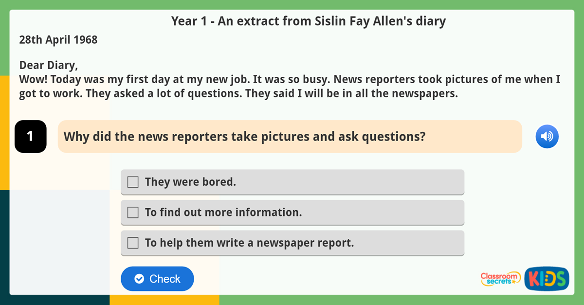 Year 1 Inferences in Fiction Reading Comprehension | Classroom Secrets Kids