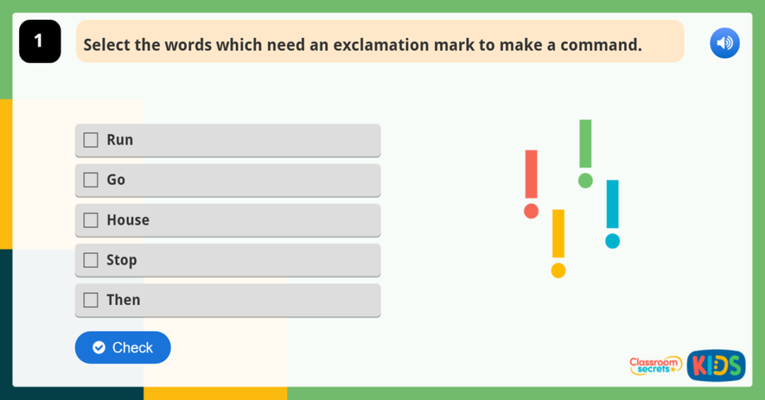 Year 1 Using Exclamation Marks Game | Classroom Secrets Kids