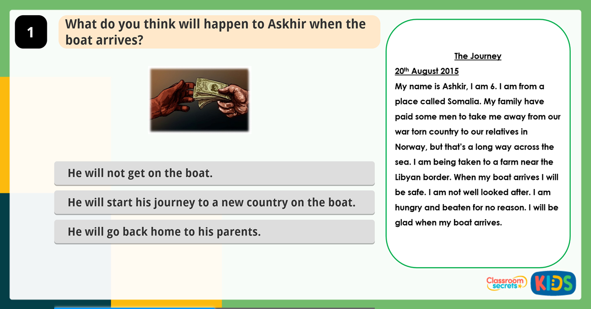 Year 2 Prediction Reading Comprehension The Journey | Classroom Secrets ...
