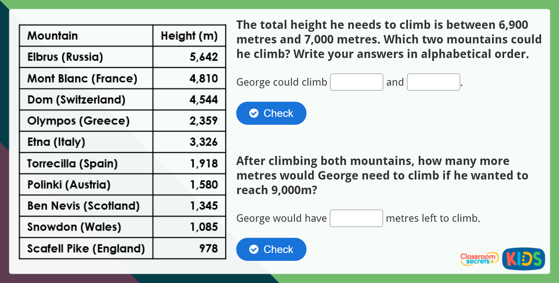 Year 4 Add and Subtract Numbers with up to 4 Digits Maths Challenge ...