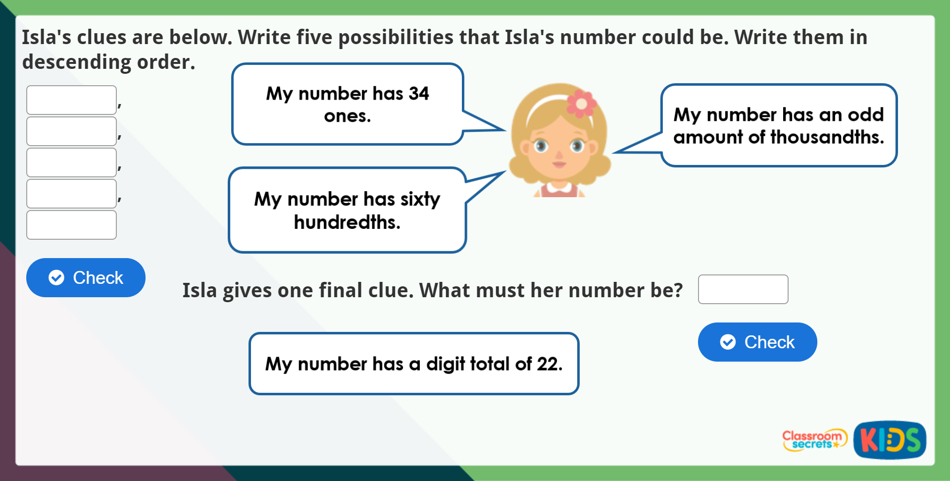 Year 5 Numbers with 3 Decimal Places Maths Challenge | Classroom ...