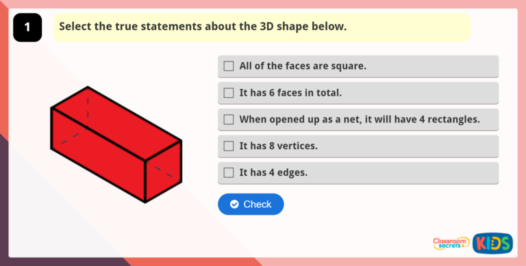 Year 5 Reasoning about 3D Shapes Game | Classroom Secrets Kids