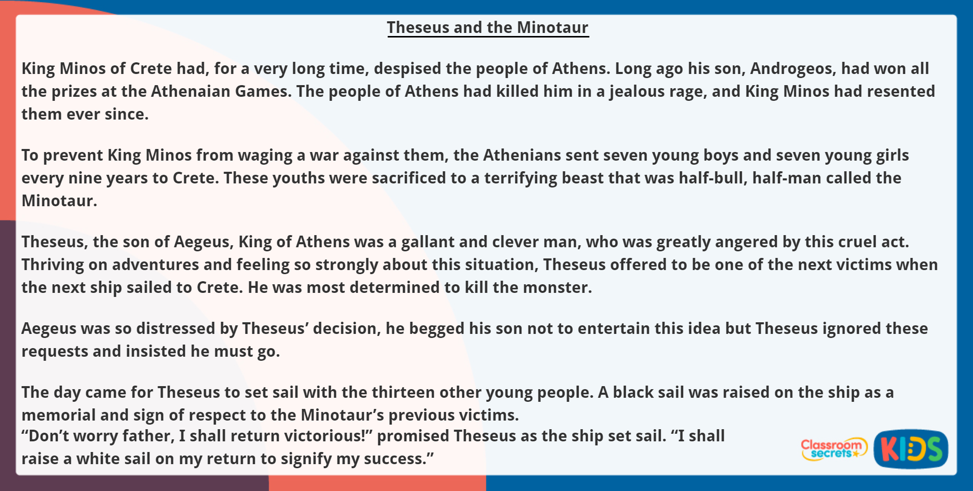 Year 5 Myths and Legends Reading Comprehension 1 | Classroom Secrets Kids