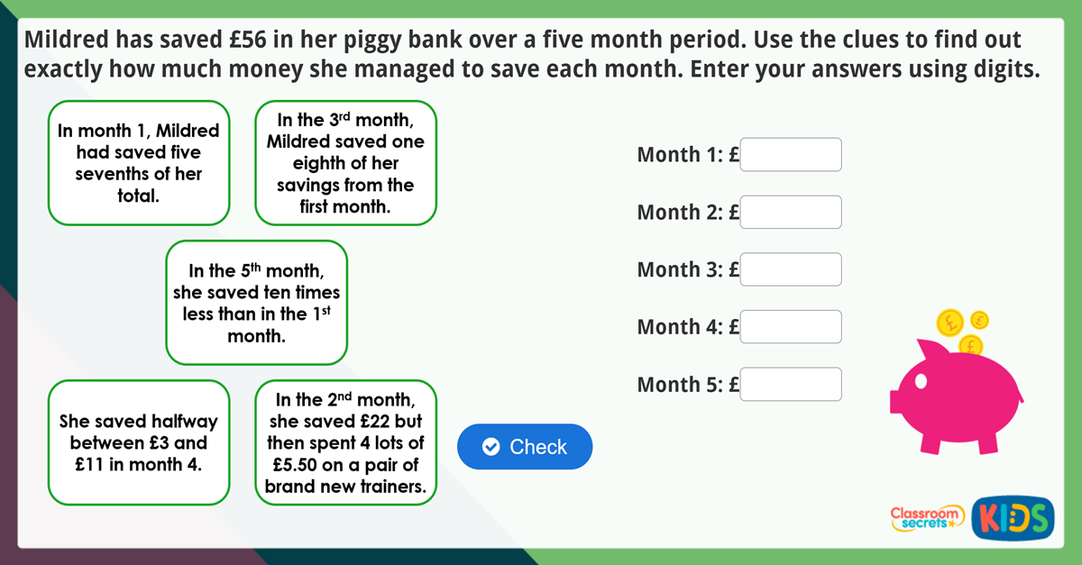 Year 4 Calculate Measures Using Money Maths Challenge | Classroom ...