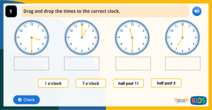 O'Clock and Half Past Game 2 | Classroom Secrets Kids