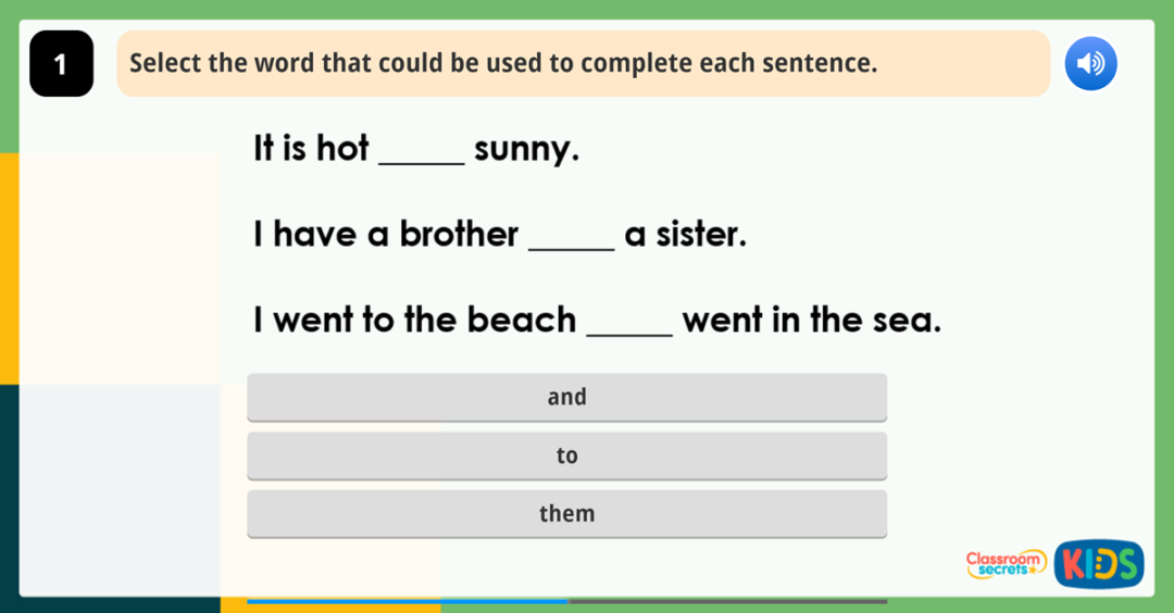 Year 1 Using And Game | Classroom Secrets Kids