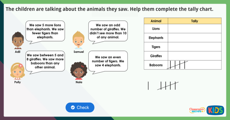 Year 2 Create Tally Charts Maths Challenge | Classroom Secrets Kids