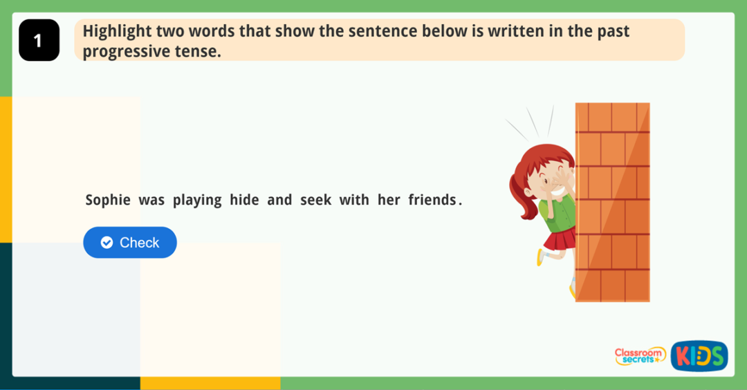 Year 2 Past Progressive Tense Game | Classroom Secrets Kids