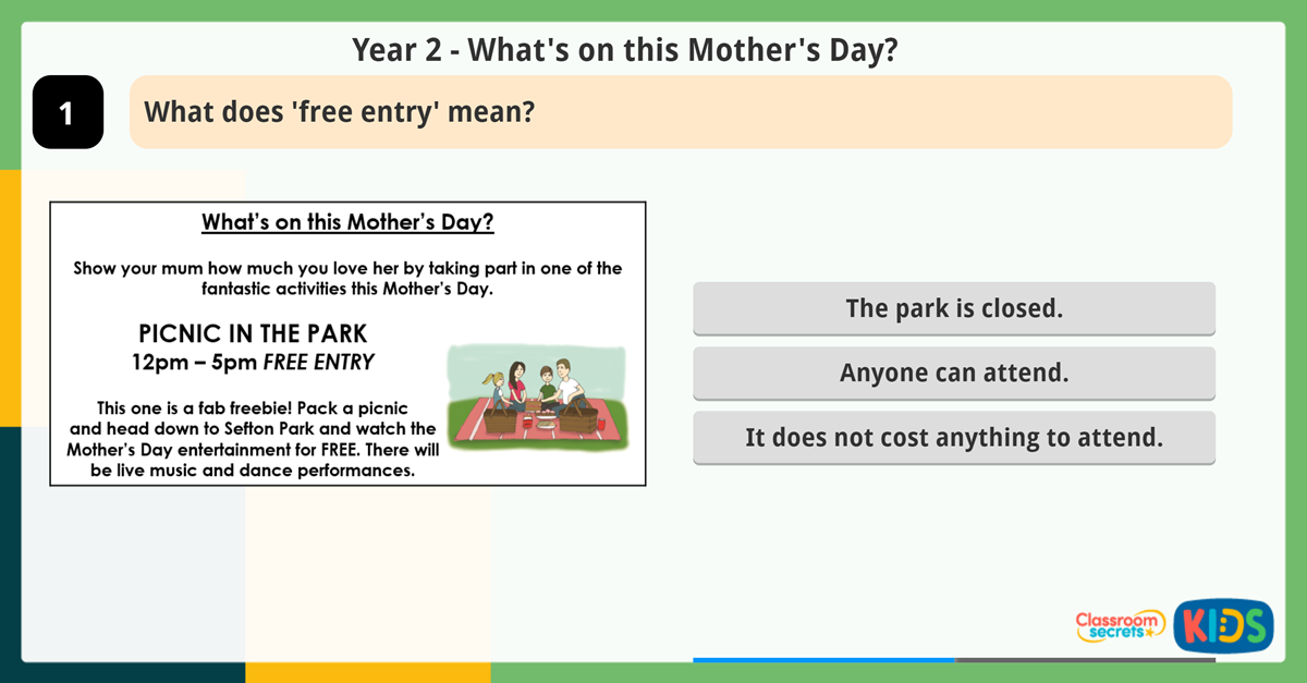 Year 2 Understand Vocabulary Reading Comprehension What's on This ...