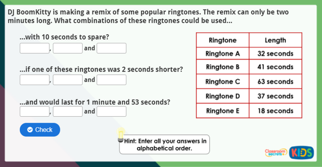 Year 3 Number of Seconds in a Minute Maths Challenge | Classroom ...