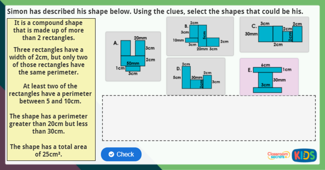 Year 6 Shapes with the Same Area Maths Challenge | Classroom Secrets Kids