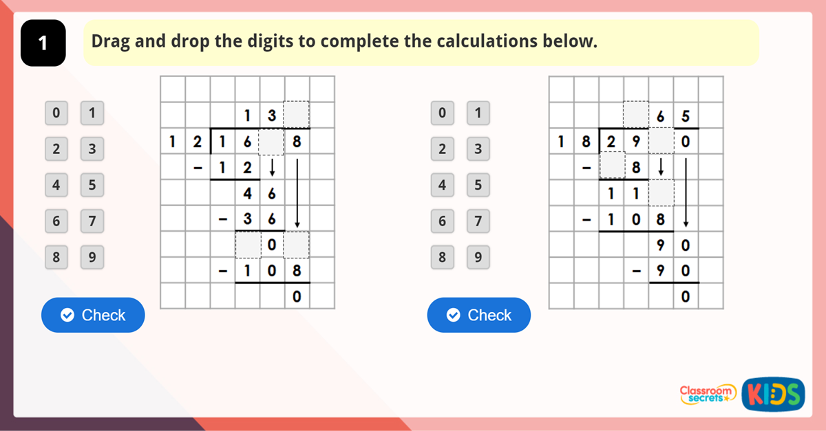 Year 6 Long Division 2 Game Classroom Secrets Kids