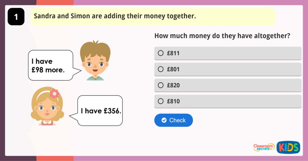 Year 3 Add Two 3-Digit Numbers 2 Game | Classroom Secrets Kids