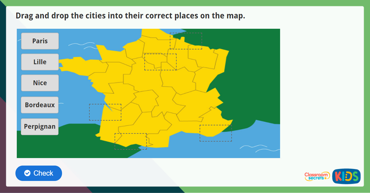 Cities in France Activity | Classroom Secrets Kids