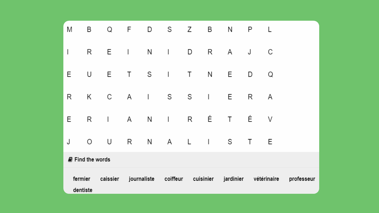 French People in the Community Word Search 2 | Classroom Secrets Kids