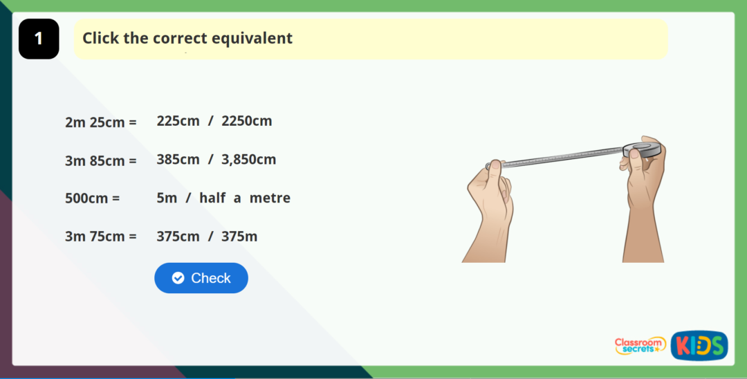 Year 3 Equivalent Lengths -mm and cm Game | Classroom Secrets Kids