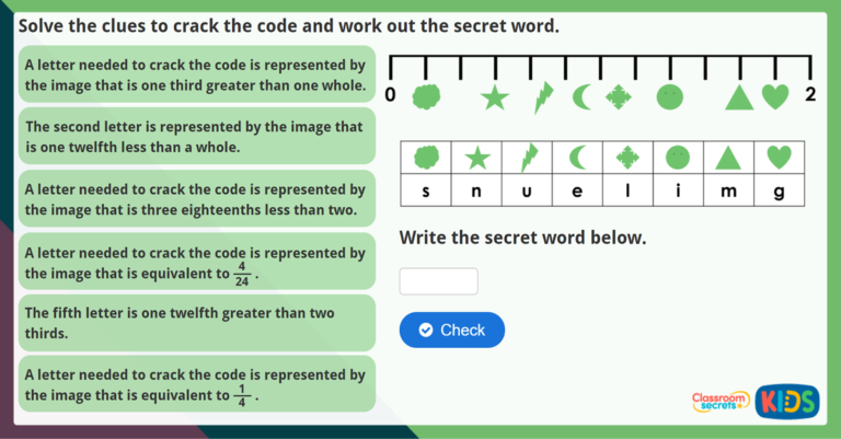 Year 6 Fractions on a Number Line Maths Challenge | Classroom Secrets Kids