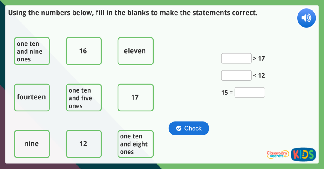 Year 1 Compare Numbers Maths Challenge | Classroom Secrets Kids
