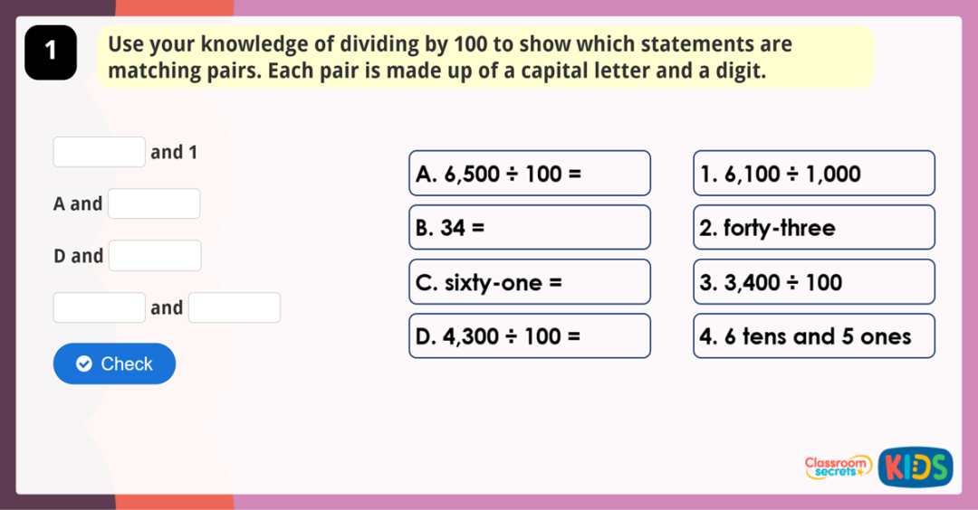 Year 4 Divide by 100 Game | Classroom Secrets Kids