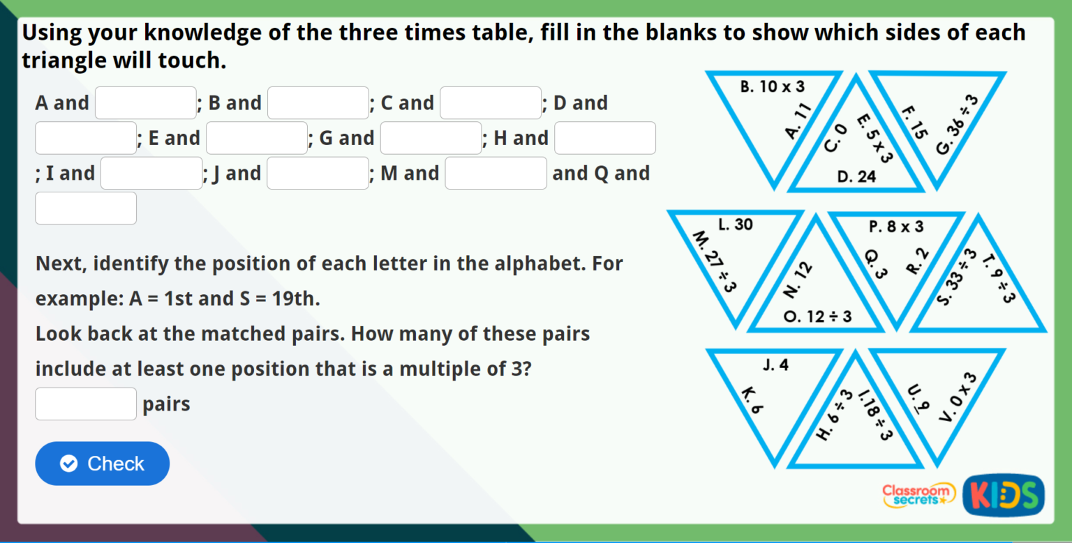 Year 3 The 3 Times Table Maths Challenge | Classroom Secrets Kids