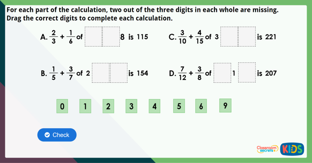 Year 6 Finding the Whole Maths Challenge | Classroom Secrets Kids