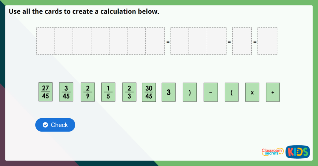 Year 6 Four Rules with Fractions Maths Challenge | Classroom Secrets Kids