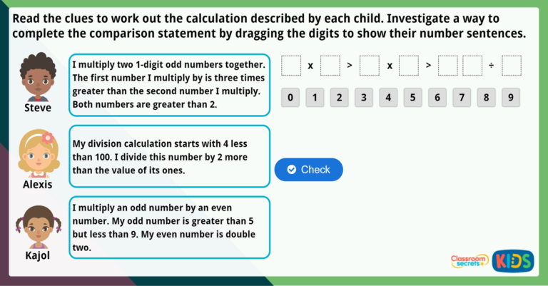 Year 3 Comparing Statements Maths Challenge | Classroom Secrets Kids