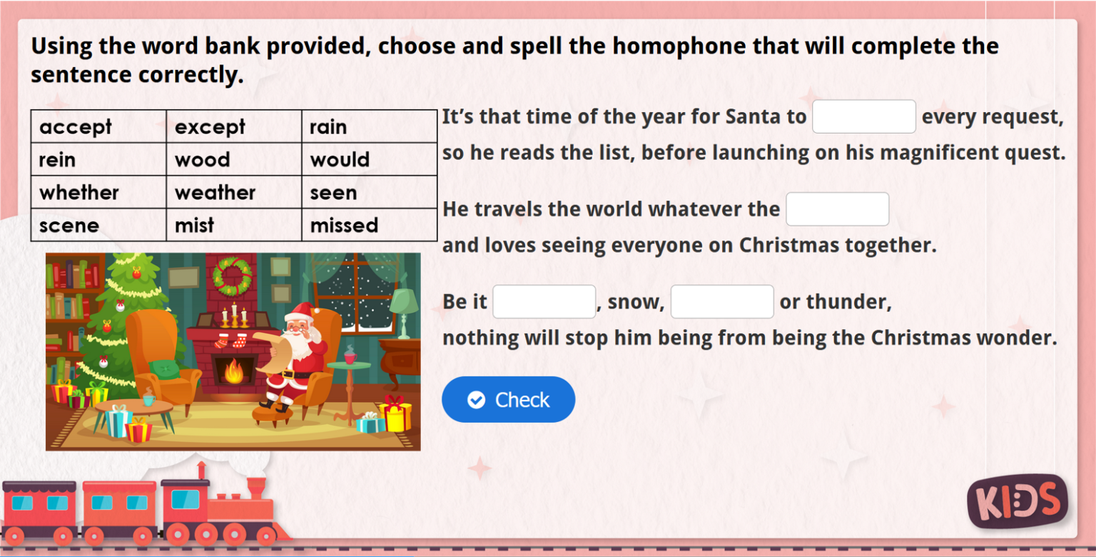 Year 4 Christmas Matching Words to Word Types | Classroom Secrets Kids