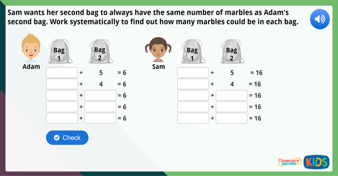 Year 1 Find and Make Number Bonds Maths Challenge | Classroom Secrets Kids
