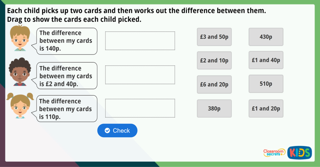 Year 3 Subtracting Money Maths Challenge | Classroom Secrets Kids
