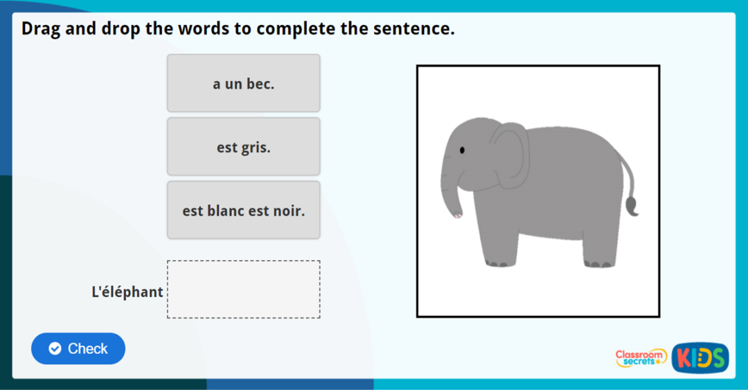 French Animal Descriptions Interactive Worksheet | Classroom Secrets Kids