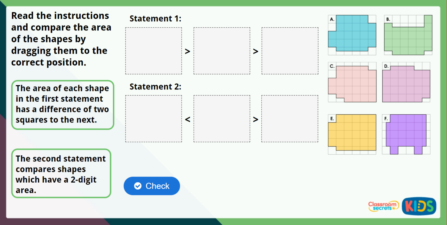 Year 4 Compare Area Maths Challenge | Classroom Secrets Kids
