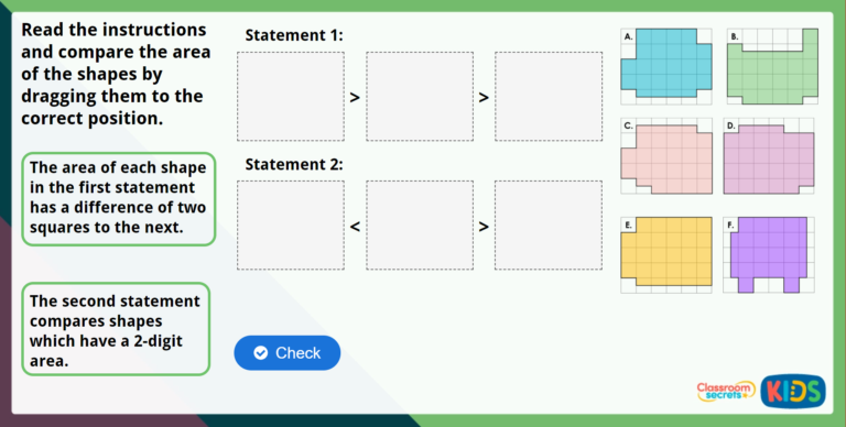 Year 4 Compare Area Maths Challenge | Classroom Secrets Kids