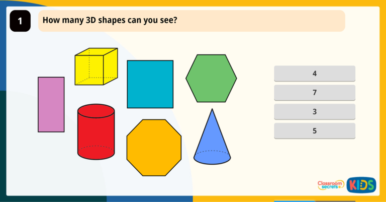 Year 2 Recognise 2D and 3D Shapes Maths Challenge | Classroom Secrets Kids