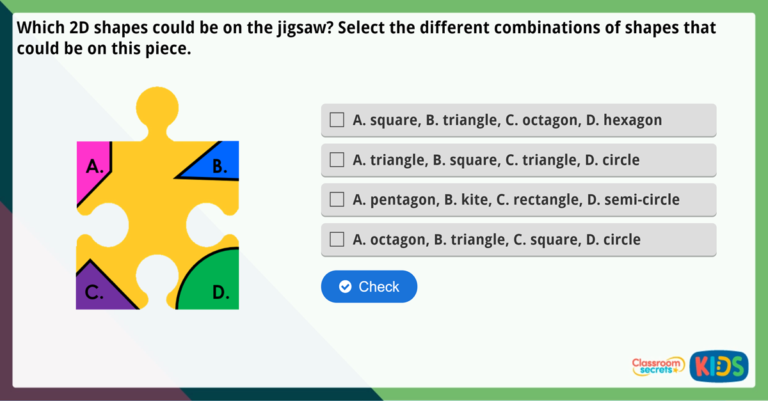 Year 2 Recognise 2D and 3D Shapes Maths Challenge | Classroom Secrets Kids