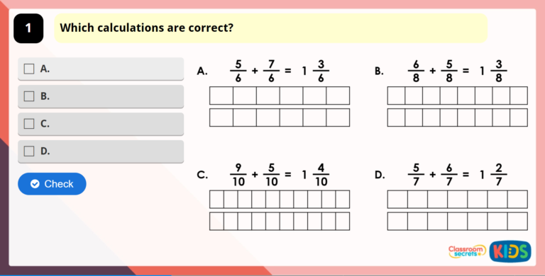Year 5 Add and Subtract Fractions Game | Classroom Secrets Kids