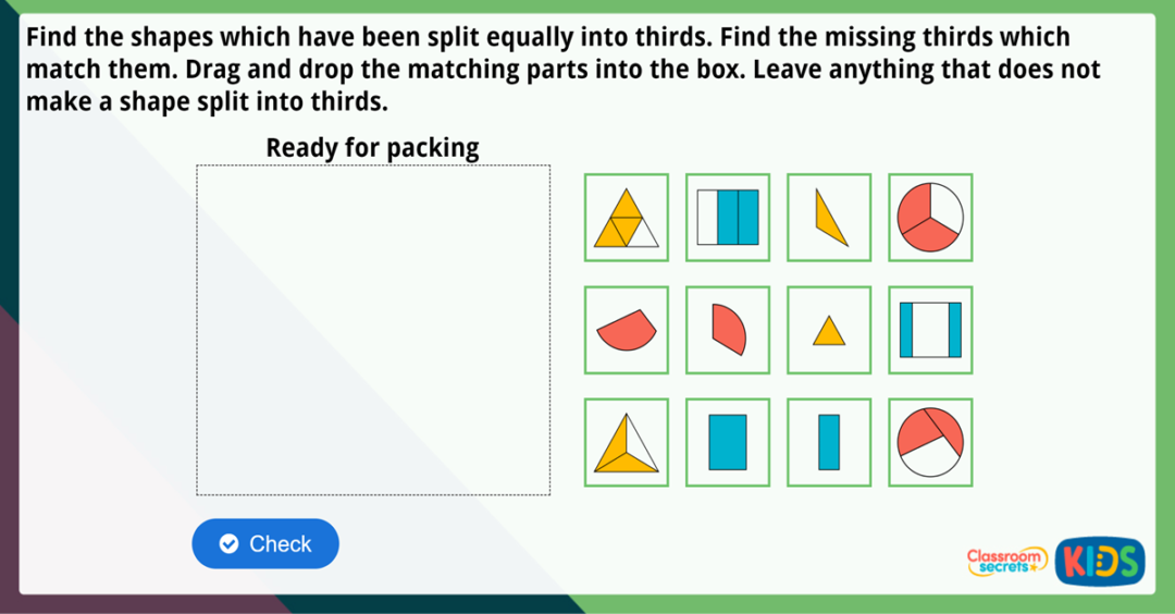 Year 2 Recognise a Third Maths Challenge | Classroom Secrets Kids