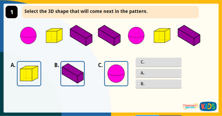 Year 2 Make Patterns with 3D Shapes Game | Classroom Secrets Kids