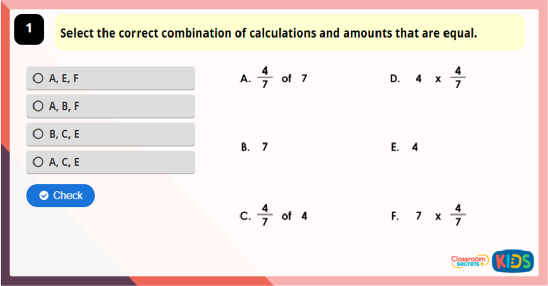 Year 5 Using Fractions as Operators Game | Classroom Secrets Kids