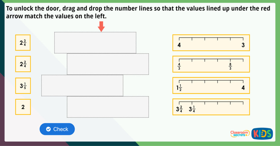 Year 3 Fractions on a Number Line Maths Challenge | Classroom Secrets Kids