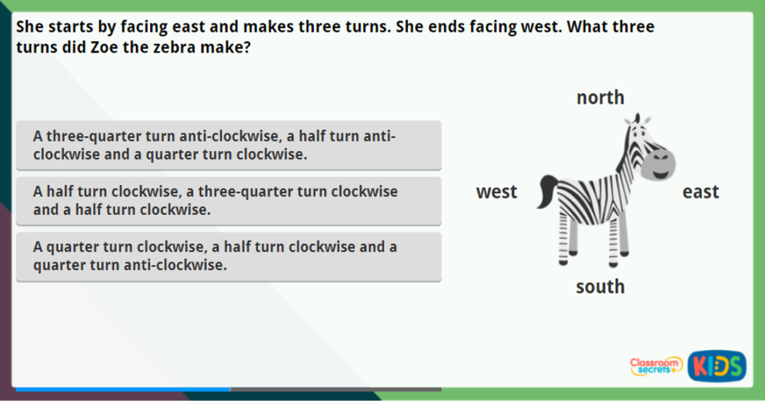 Year 2 Describing Turns Maths Challenge | Classroom Secrets Kids