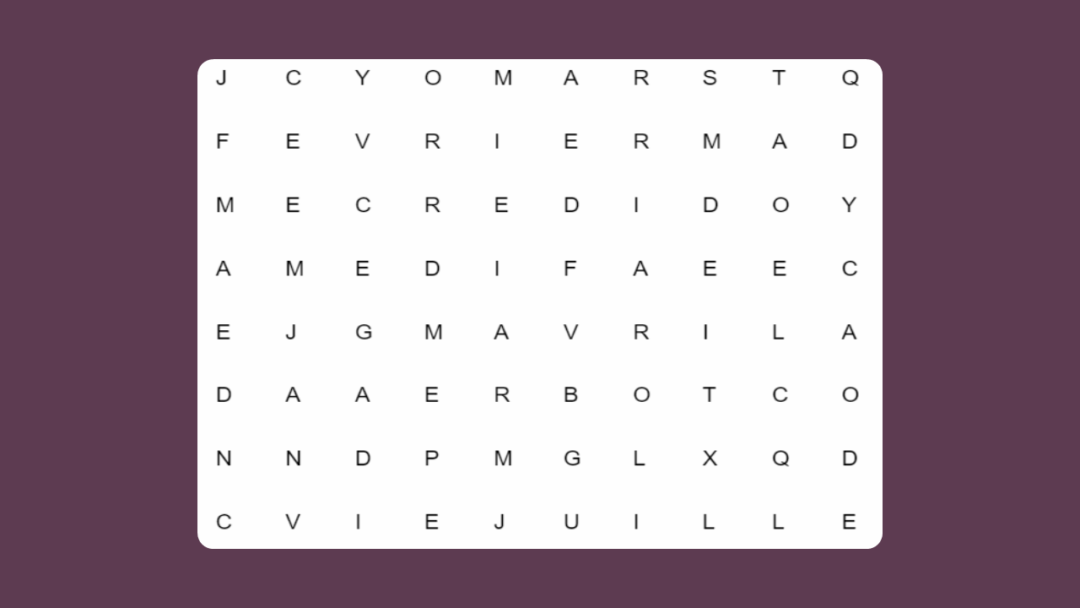 KS2 French Days and Months Find the Words | Classroom Secrets Kids