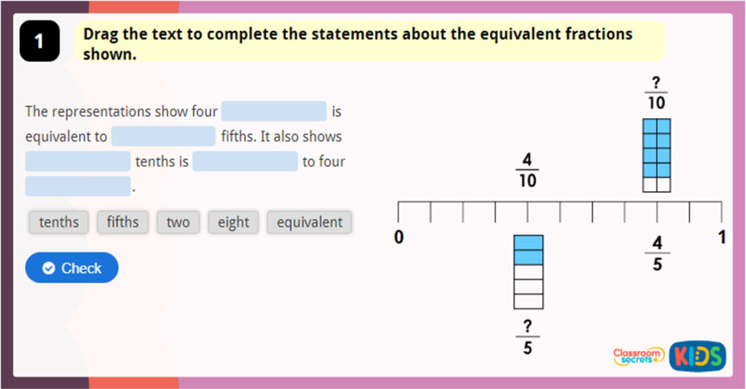Year 3 Equivalent Fractions 2 Game | Classroom Secrets Kids