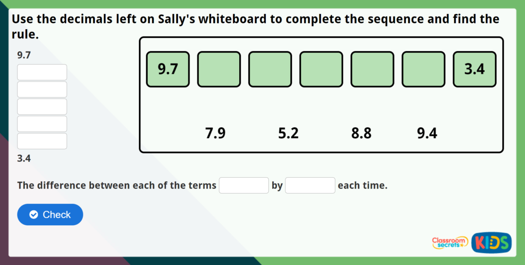 Year 5 Decimal Sequences Maths Challenge | Classroom Secrets Kids