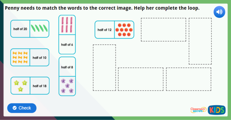 Year 1 Halving a Quantity Maths Challenge | Classroom Secrets Kids