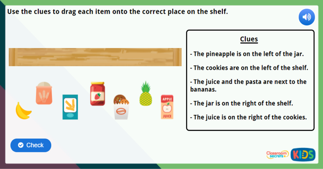 Year 1 Describe Position 1 Maths Challenge | Classroom Secrets Kids