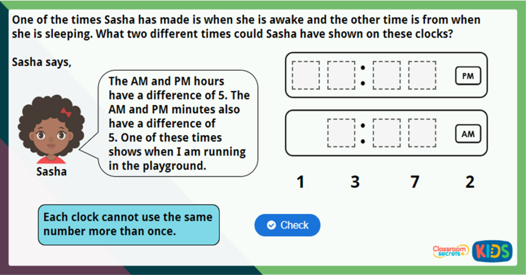 Year 3 AM and PM Maths Challenge | Classroom Secrets Kids