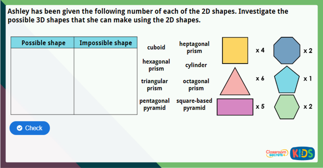 Year 3 Construct 3D Shapes Maths Challenge | Classroom Secrets Kids