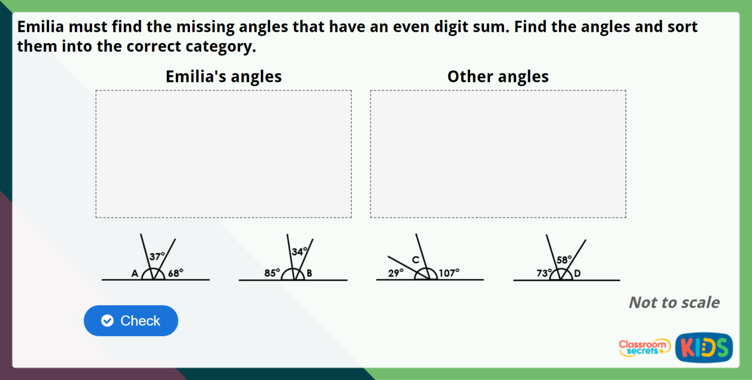 Year 5 Angles on a Straight Line Maths Challenge | Classroom Secrets Kids