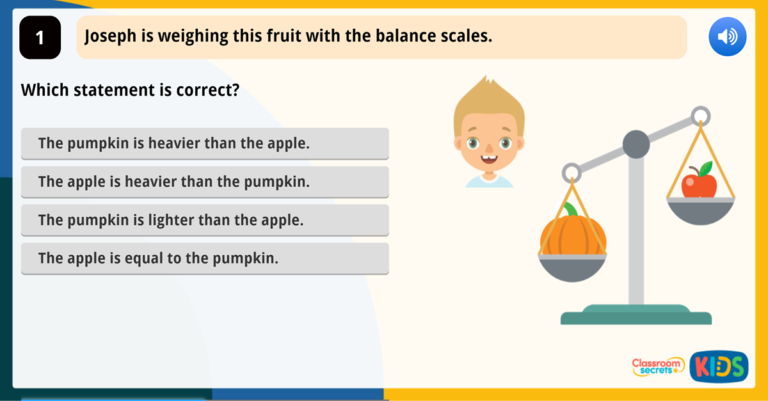 Year 1 Introduce Weight and Mass Game | Classroom Secrets Kids